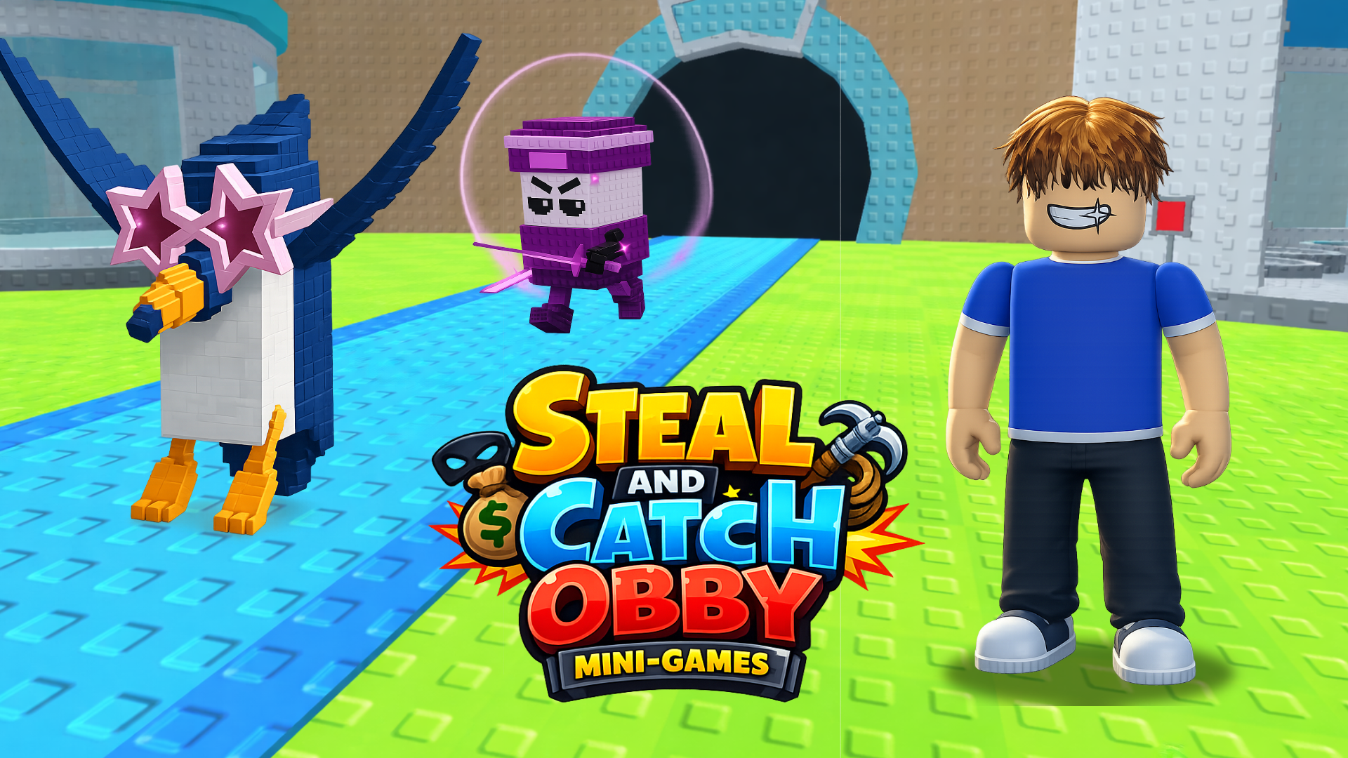 Steal and Catch Obby: Mini-Games — play on Playgama (by Mirra Games)